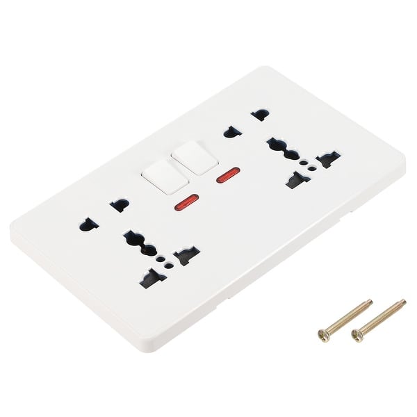 UK US Socket Double Multi Switched Power Outlet White 250V 13A ...