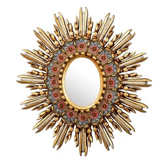 Novica Handmade Cusco Primrose Reverse-Painted Glass Wall Accent Mirror ...