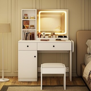 Makeup Vanity with Mirror and LED Light - Bed Bath & Beyond - 39373475