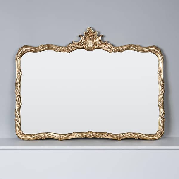 Aurora Home Antique Gold Floral Crown Frame Rectangle Mirror - Bed Bath ...