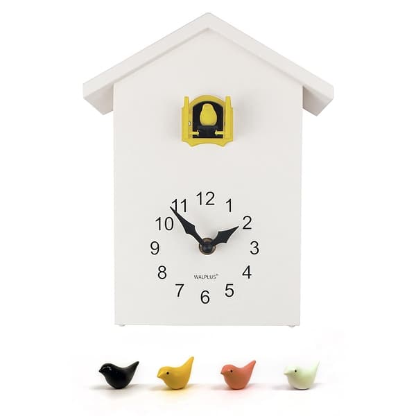 Walplus White Minimalist Cuckoo Table Clock Yellow Window Home Decor ...