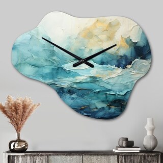 Teal Yellow Ocean Serenade Pastoral III - Ocean Large Wall Clock in ...