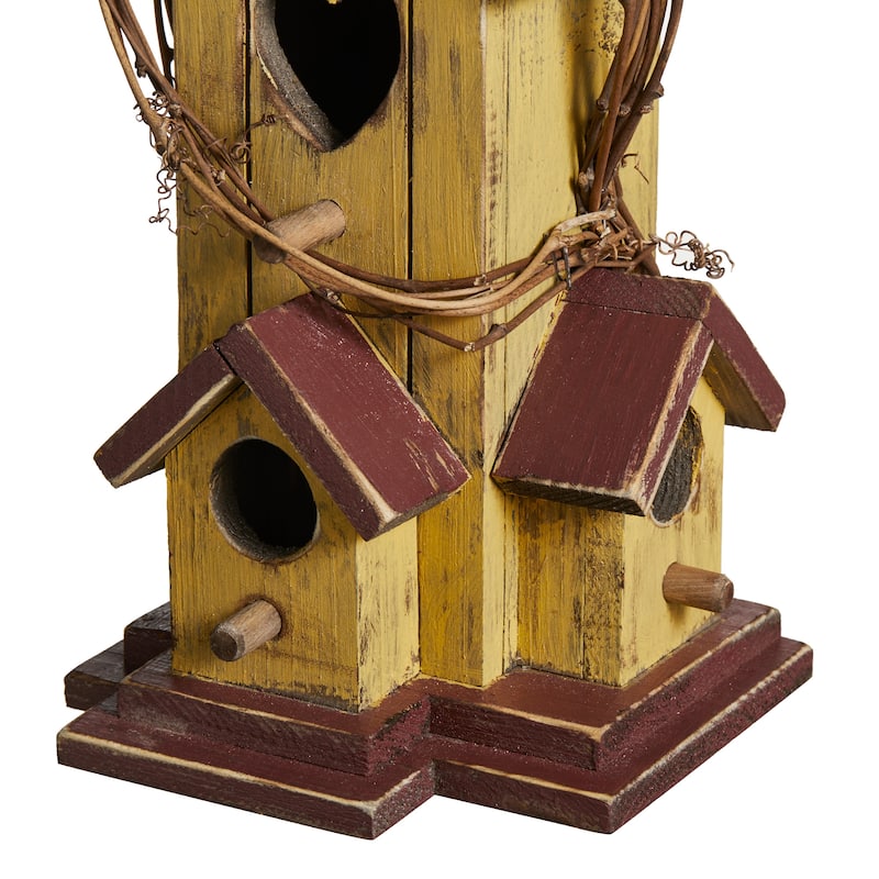 Glitzhome 11.5"H Solid Wood Cottage Outdoor Birdhouse with Rattan - On ...