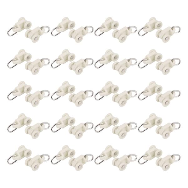 40 Pcs Plastic 10mm Dia Wheel Oval Ring Curtain Track Carrier Rollers ...