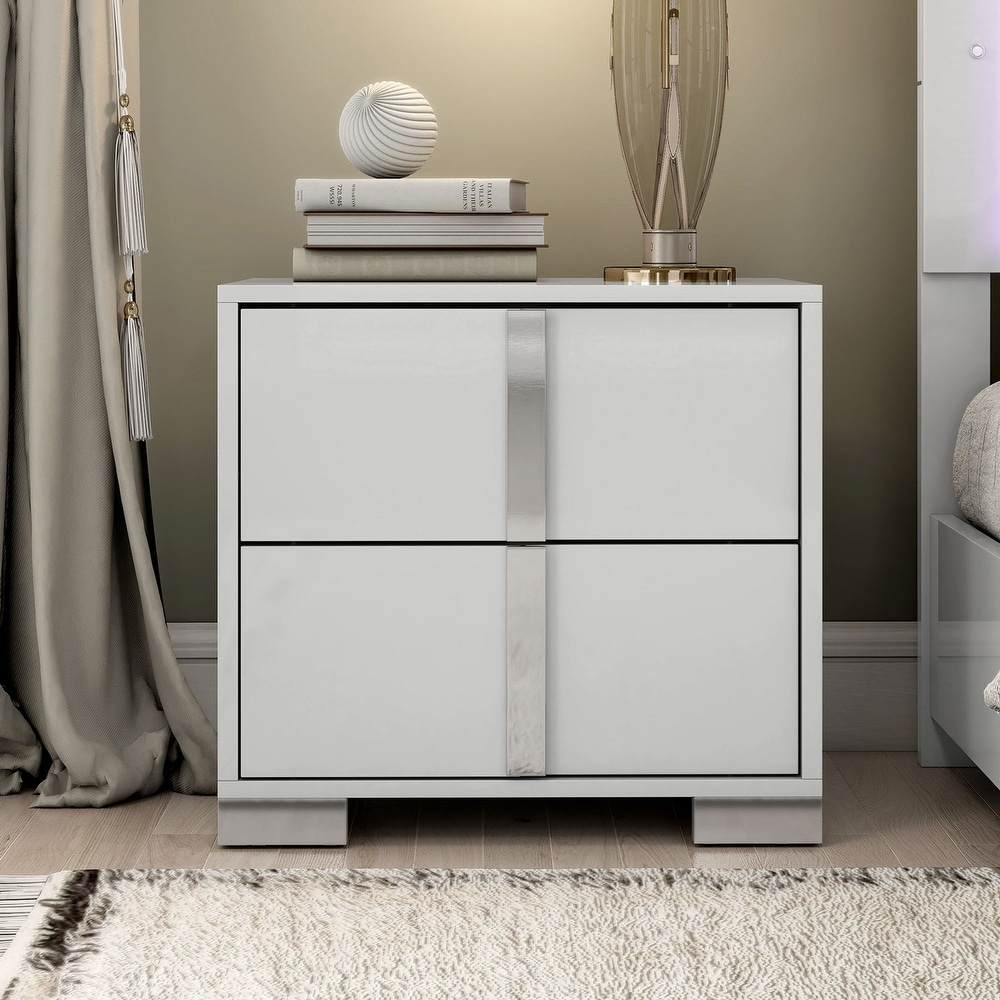 White Glam Nightstands Bed Bath Beyond