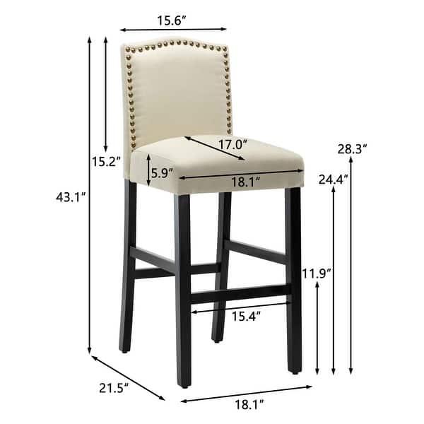 28 Inches Barstools Upholstered Bar Stools Pub Chairs Set of 2 - Bed ...