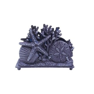 Rustic Dark Blue Cast Iron Seashell Napkin Holder 7" - 7" L x 3" W x 5 ...