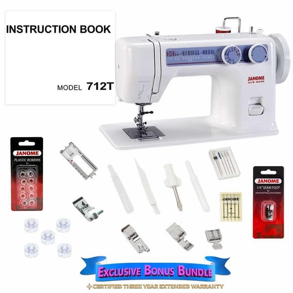 Janome 712T Treadle Sewing Machine with Exclusive Bonus Bundle - Bed ...