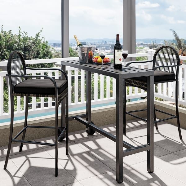 Moasis Patio Metal Counter Table Bar Table with Wheels - On Sale - Bed ...