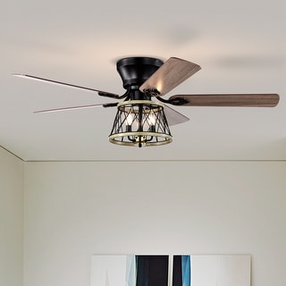 52" Modern Wood 5-Blade Flush Mount Ceiling Fan with Remote - Bed Bath ...
