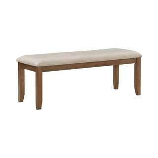Nil 49 Inch Bench, Beige Polyester Upholstered Seat, Cherry Brown Wood ...