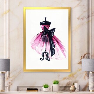 Designart "Pink Elegant Fashion Woman Dress" Glam Framed artwork - Bed Bath & Beyond - 36495990