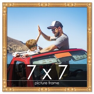 7x7 Frame Gold Bamboo Solid Wood Square Picture Frame with UV Acrylic ...