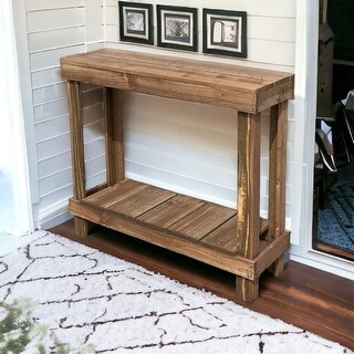 Farmhouse Rustic Wood Small Living Room Sofa Table - Bed Bath & Beyond ...