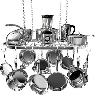 Heavy-Duty Hanging Pot Rack with 15 Hooks,Alloy Steel Rust Resistant ...