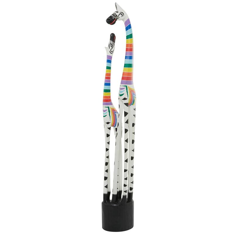 Multi Colored Wood Striped Giraffe Sculpture - Overstock - 38297419