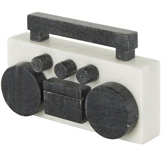 Marble Radio Radio Decorative Sculpture with Black Accents - White ...