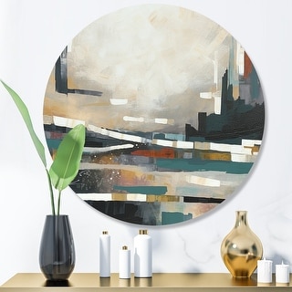 Designart "Beyond Nature III" Abstract Landscape Metal Round Wall Art ...