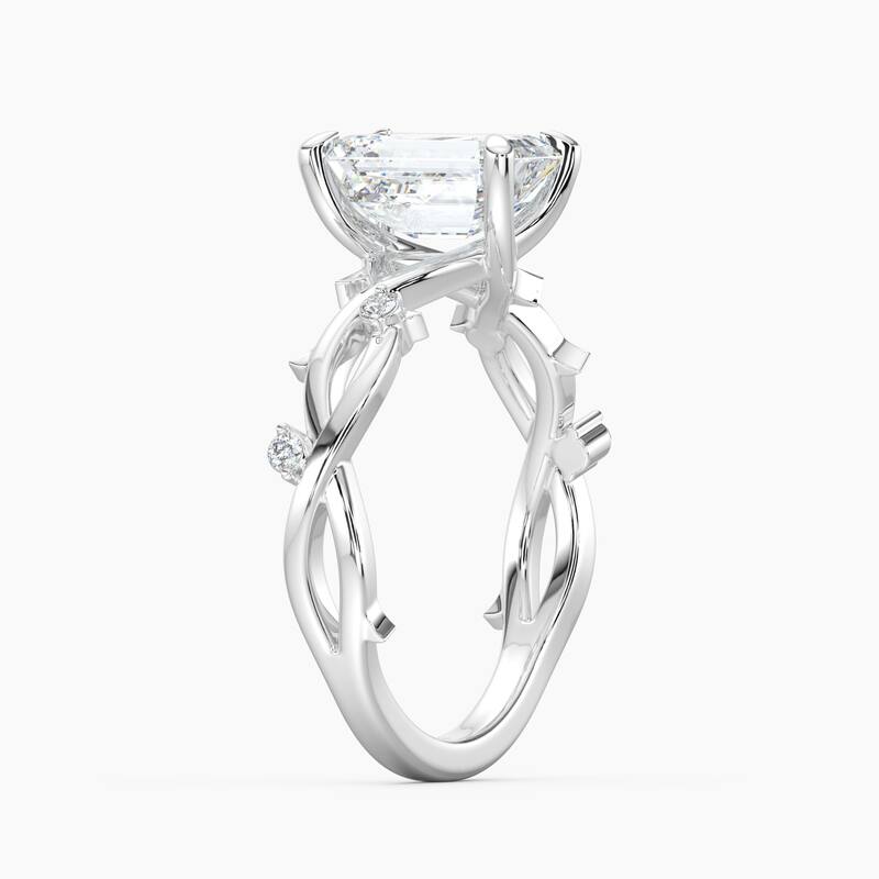 Auriya 14K Gold Lab Grown Diamond Emerald Cut Twisted Vine Engagement ...