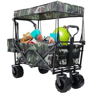 250Lbs Capacity Foldable Utility Cart with Adjustable Canopy and ...