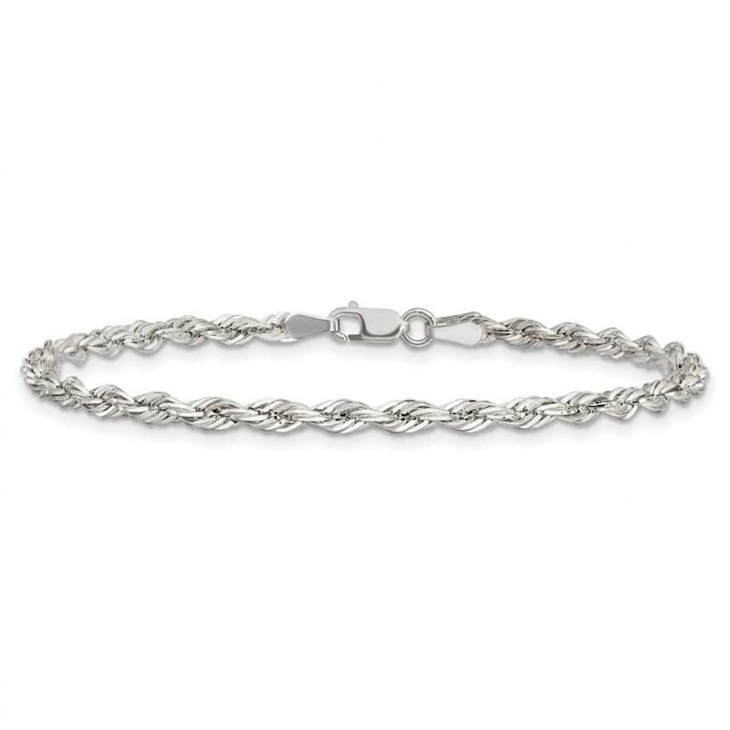 Curata 10k Yellow or White Gold Solid 1.2mm Diamond-cut Rope Chain ...
