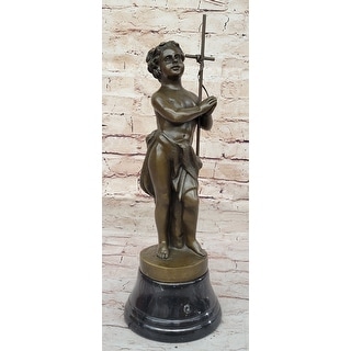 Young Child Saint Carrying Cross Religious Christianity Bronze ...