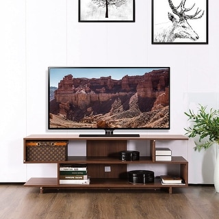S-Shaped Modern TV Stand with Ample Storage Space for Living Room ...