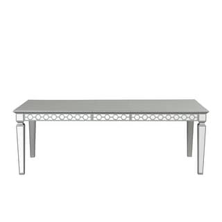 Geneva Silver Champagne Wood Top 90 in. 4 Legs Dining Table Seats 8 ...