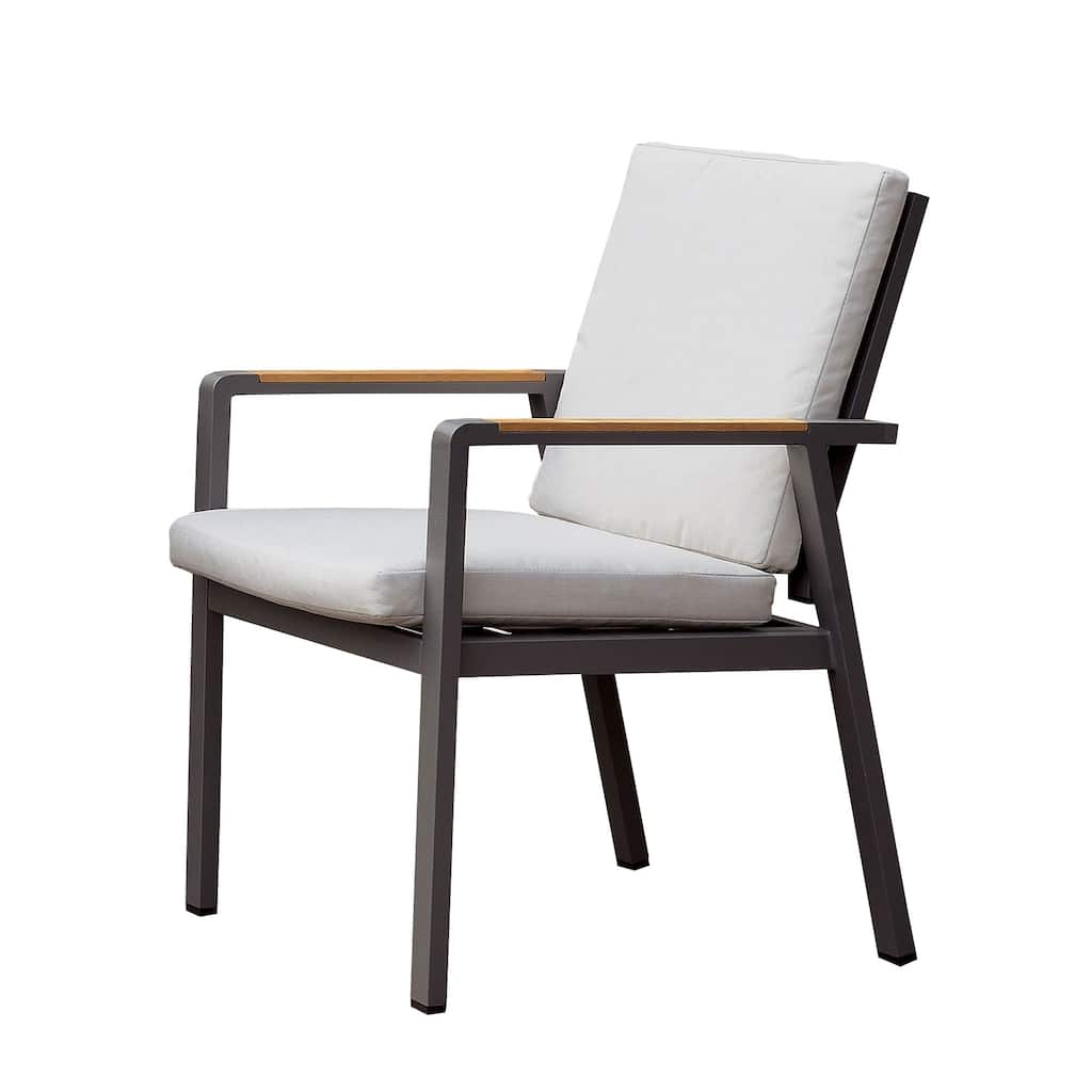 Aluminum Frame Arm Chair with Fabric Back and Seat Cushions, Gray ...