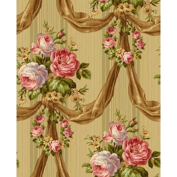 Seabrook Designs Velma Blooming Draped Bouquet Unpasted Wallpaper - Bed ...