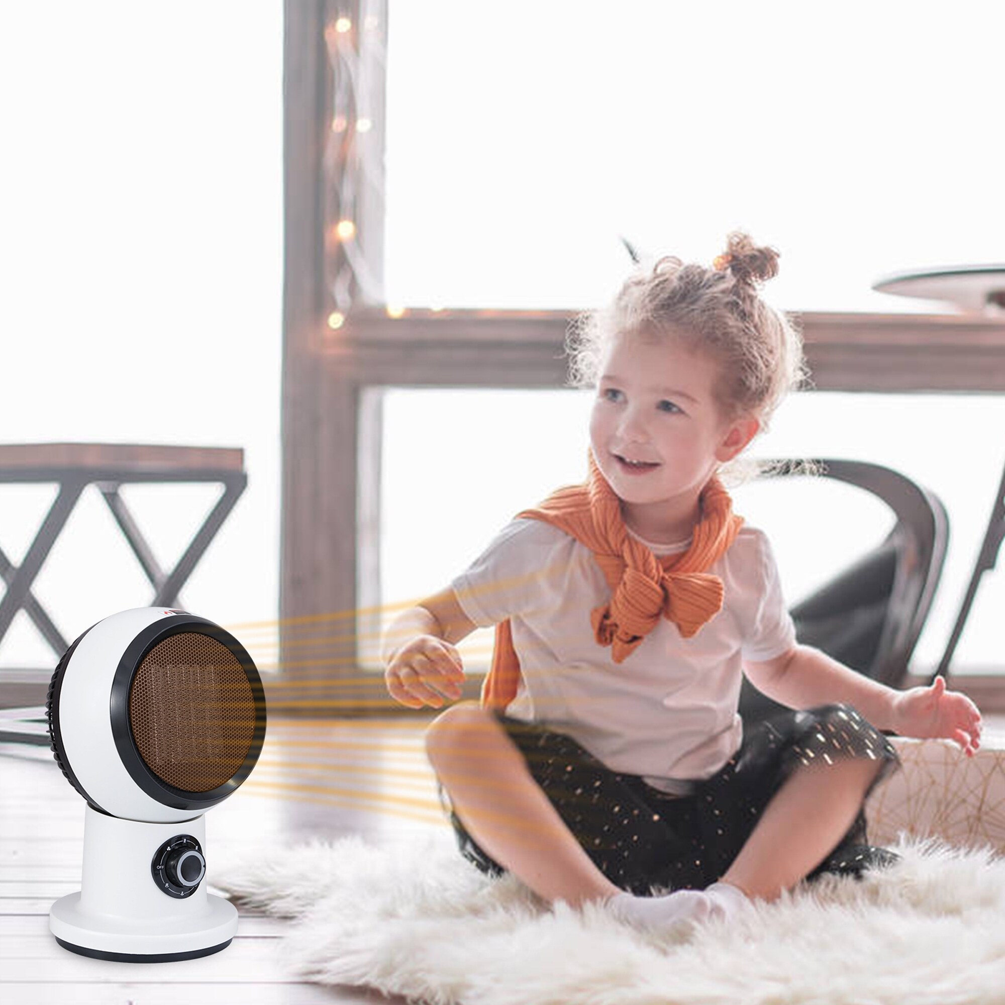 Portable electric heater with fan store