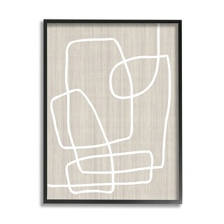 Stupell Contemporary White Line Shapes Minimal Grain Design Framed Wall ...