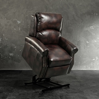 Brown Bonded Leather Zero-G Power Lift Chair - Bed Bath & Beyond - 40432396