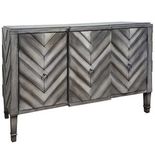 StyleCraft Chevron Patterned Grey Slate 3-Door Reclaimed Wood Console ...