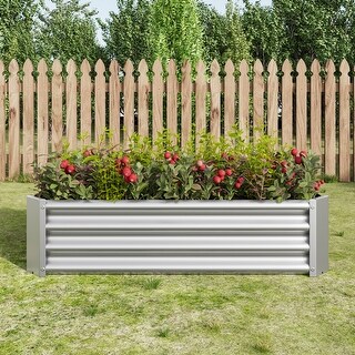 Metal Raised Garden Bed, Rectangle Raised Planter 4×2×1ft for Flowers ...