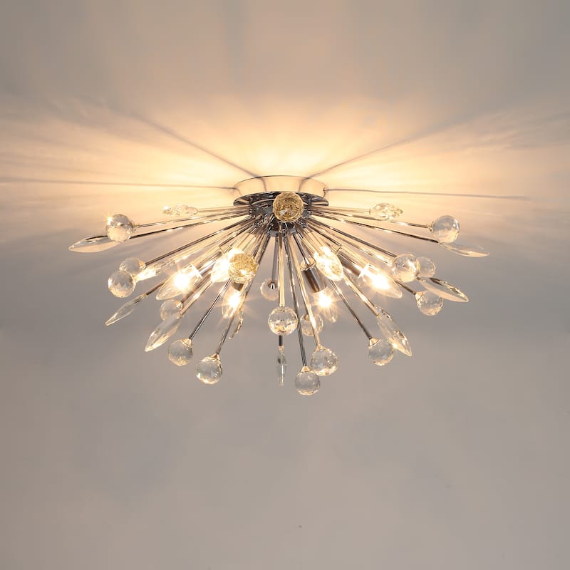 6-Light Dandelion Firework Crystal Flush Mount - On Sale - Bed Bath ...