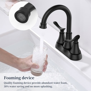 Bathroom Faucet Matt Black with Pop-up Drain & Supply Hoses 2-Handle ...