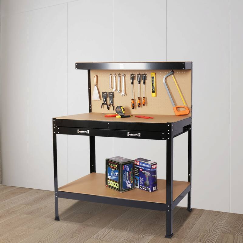 Wood Work Benches with Tool Storage - Overstock - 37544949