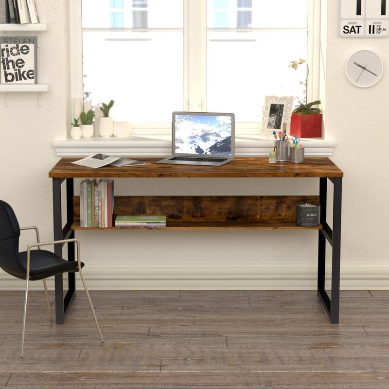 A Multi- Purpose in One Design Computer Desk, Black Metal Frame ...
