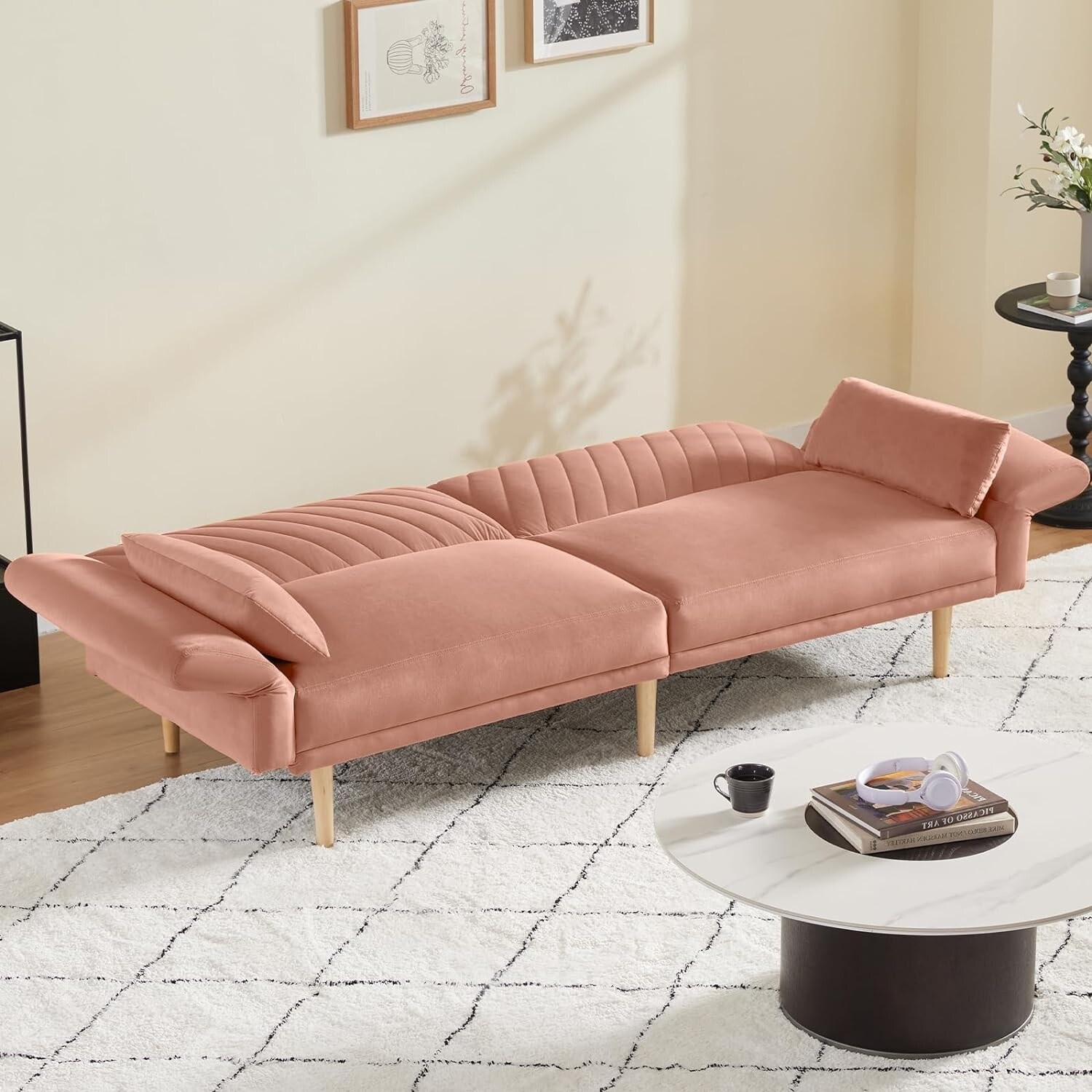 light pink sofa bed