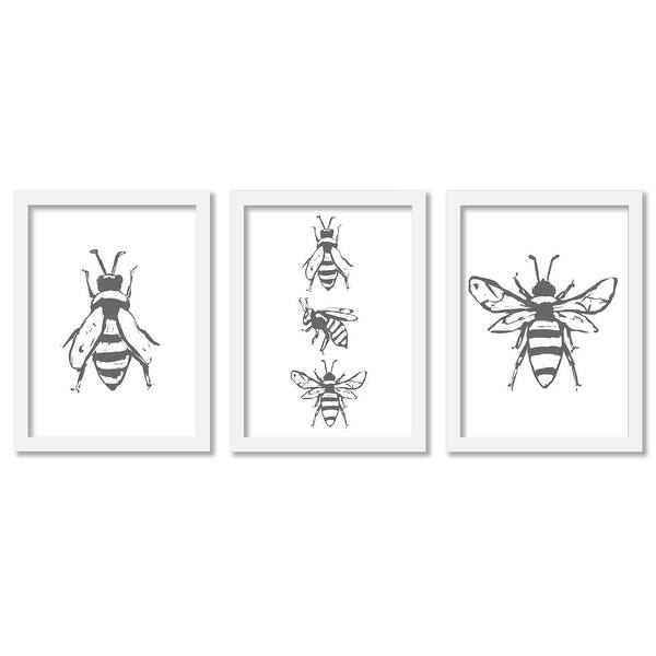Bee Illustrations Jetty Home Minimalist - 3 Piece Gallery Print Art Set ...