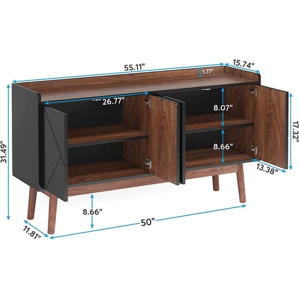 55 inch Buffet Cabinet Kitchen Sideboard Buffet Table Coffee Bar with ...