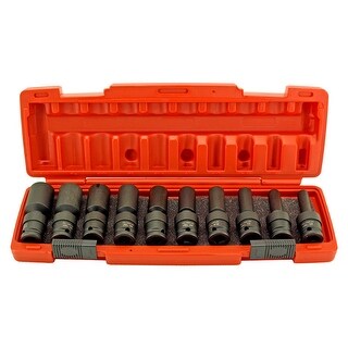 Cal-Hawk 10 - pc. 1/2" DR. Universal Deep Impact Socket Set - 16" - Bed ...