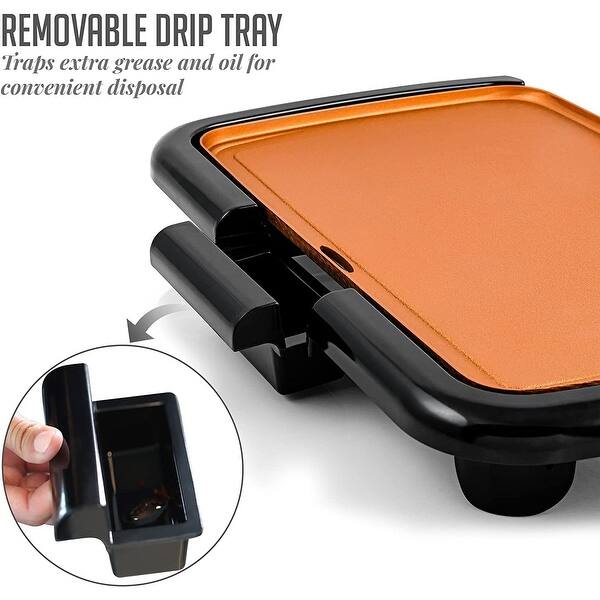 Ovente Electric Indoor Kitchen Griddle 16 x 10 Inch Nonstick Flat Cast ...