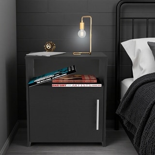 19.88"L Wood Nightstand with Single Door Cabinet, One Shelf, Superior ...