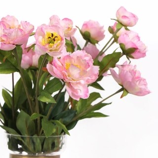 FloralGoods Luxury Silk 3 Princess Peony Bloom Stem in Light Pink 26 ...
