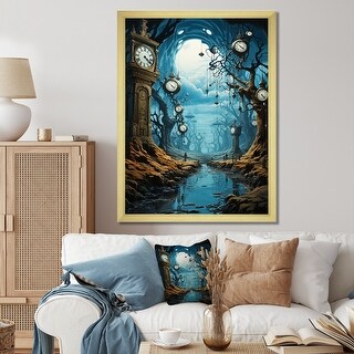 Designart "Surrealism Melting Clocks Surreal" Surrealism Framed Canvas ...