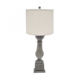 White Washed Wood Finish Table Lamp with Ivory Linen Shade - Bed Bath ...