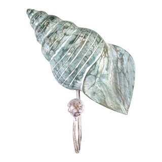 Wooden Teal Blue Carved Turban Shell Single Wall Hook - Bed Bath ...