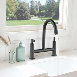 Modern Double Handle Bridge Faucet with 360-Degree Swivel and Corrosion ...